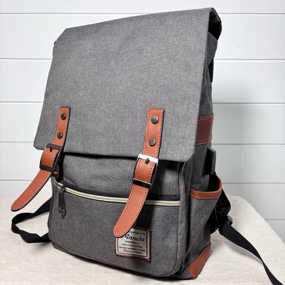 Mancio | Bags | Mancio Vintage Laptop Backpack With Usb Charging Port ...